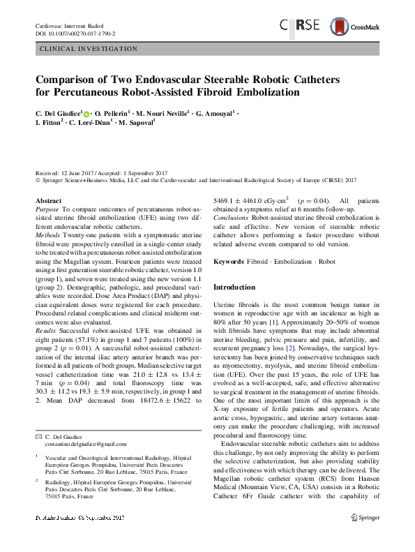 (PDF) Comparison of Two Endovascular Steerable Robotic Catheters for Percutaneous Robot-Assisted ...