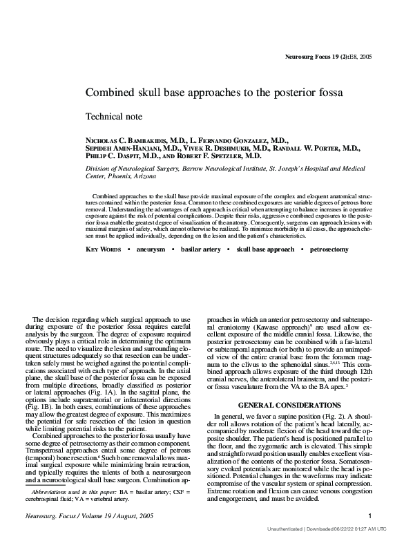 (PDF) Combined skull base approaches to the posterior fossa