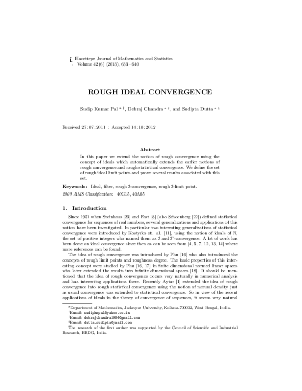 (PDF) Rough Ideal Convergence