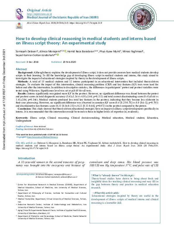 (PDF) How to develop clinical reasoning in medical students and interns ...