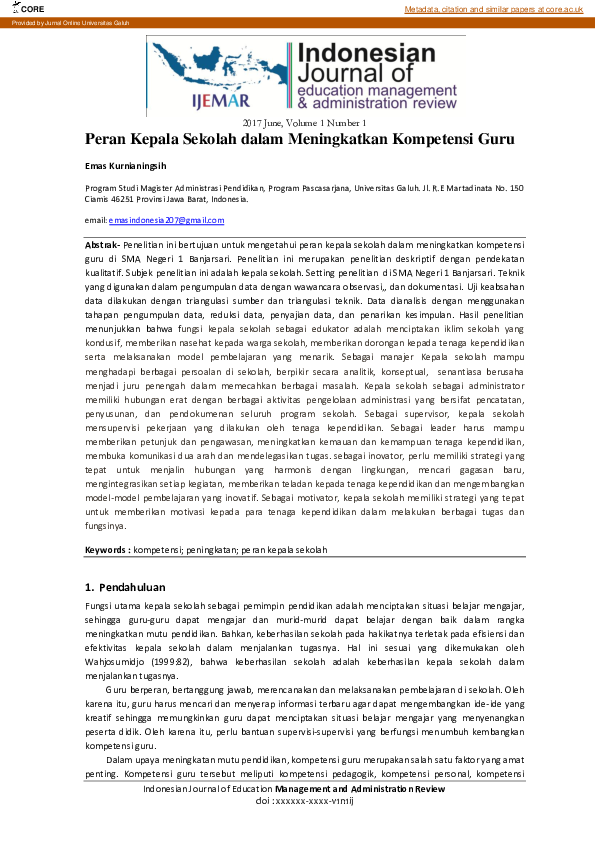 (PDF) Peran Kepala Sekolah dalam Meningkatkan Kompetensi Guru