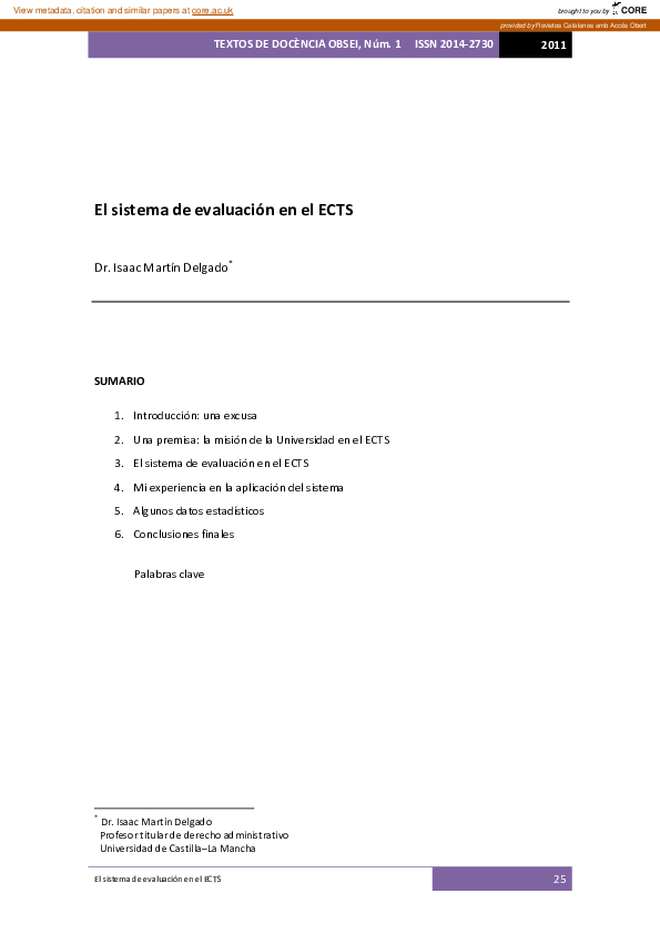 (PDF) El sistema de evaluación en el ECTS