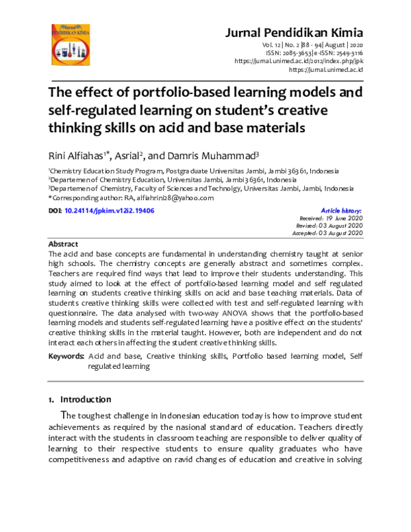 (PDF) The effect of portfolio-based learning models and self-regulated ...