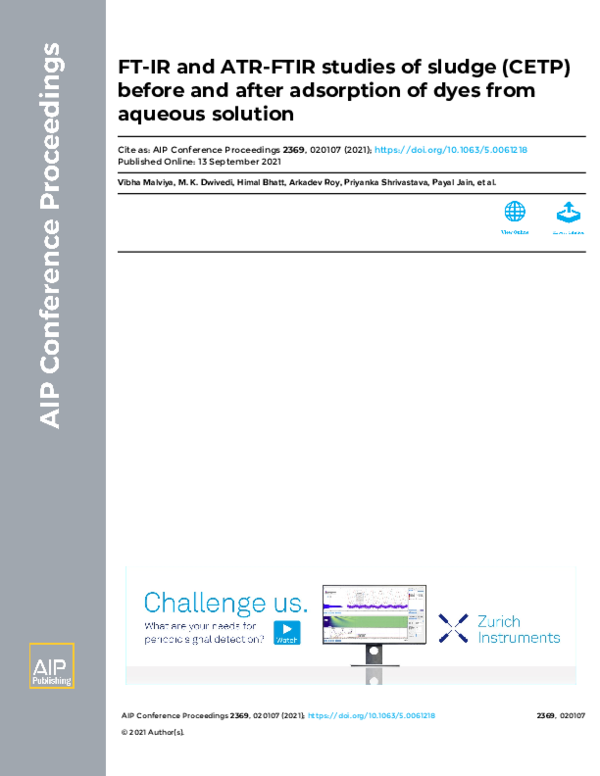 (PDF) FT-IR and ATR-FTIR studies of sludge (CETP) before and after adsorption of dyes from ...