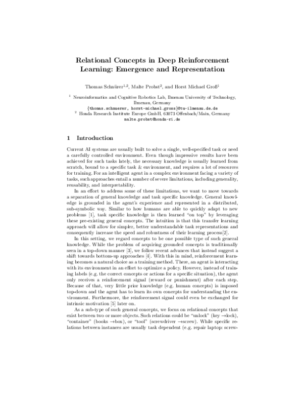 (PDF) Relational Concepts in Deep Reinforcement Learning: Emergence and ...