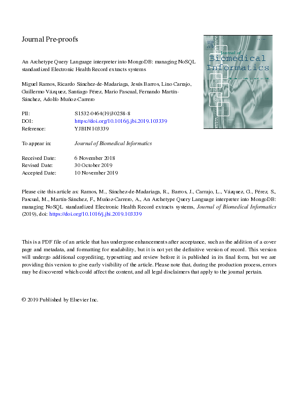 Pdf An Archetype Query Language Interpreter Into Mongodb Managing Nosql Standardized
