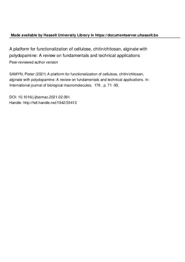 (PDF) A platform for functionalization of cellulose, chitin/chitosan ...