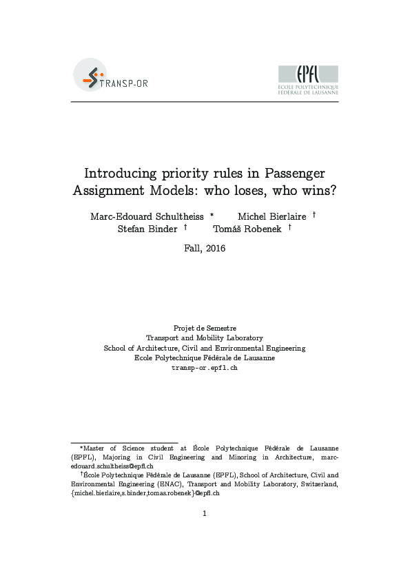 (PDF) Introducing priority rules in Passenger Assignment Models: who ...