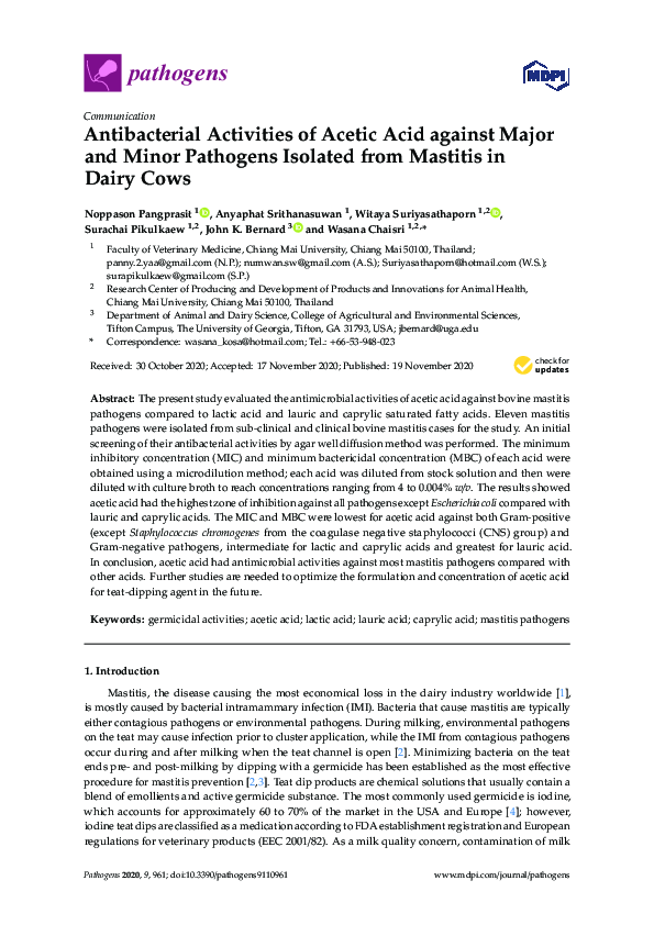 (PDF) Antibacterial Activities of Acetic Acid against Major and Minor ...