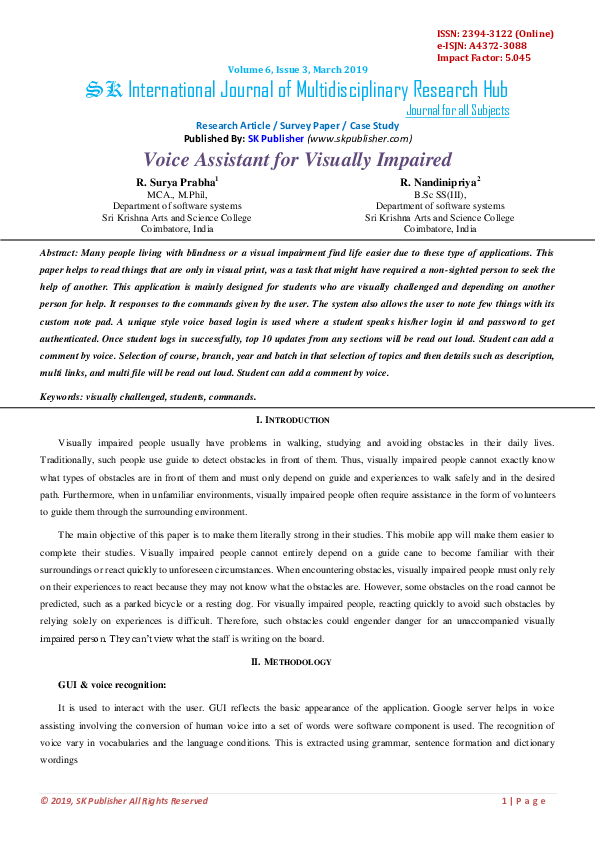 (PDF) Voice Assistant for Visually Impaired