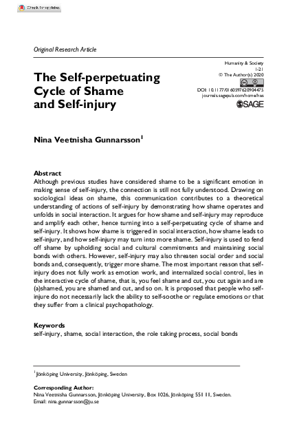 (PDF) The Self-perpetuating Cycle of Shame and Self-injury