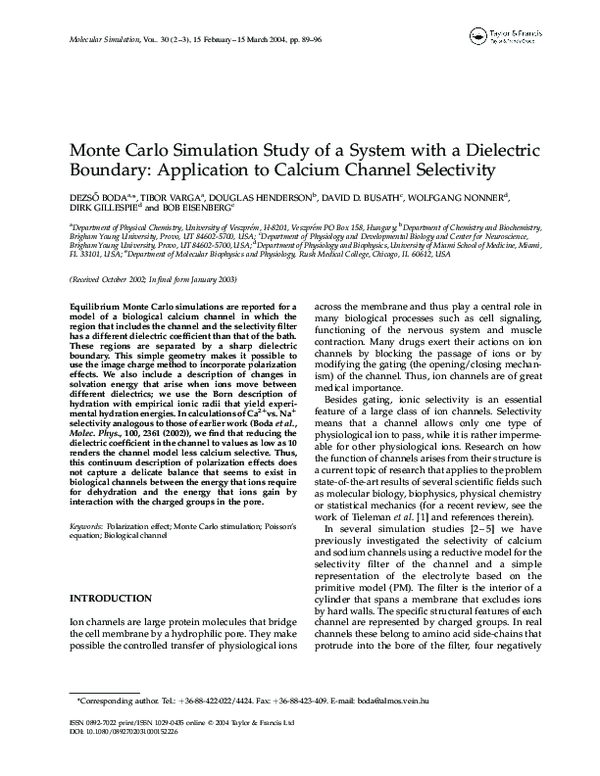 (PDF) Monte Carlo Simulation Study of a System with a Dielectric Boundary: Application to ...