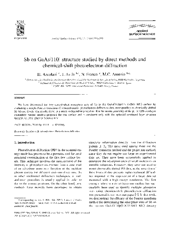 (PDF) Sb on GaAs(110) structure studied by direct methods and chemical ...