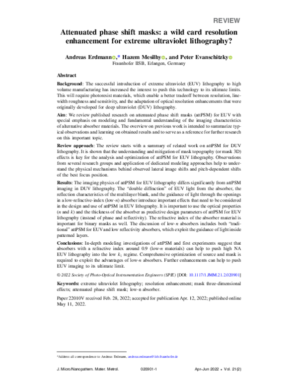 (PDF) Attenuated phase shift masks: a wild card resolution enhancement ...