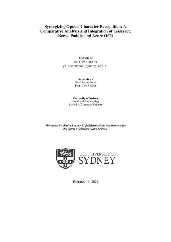 (PDF) Synergizing Optical Character Recognition: A Comparative Analysis and Integration of ...