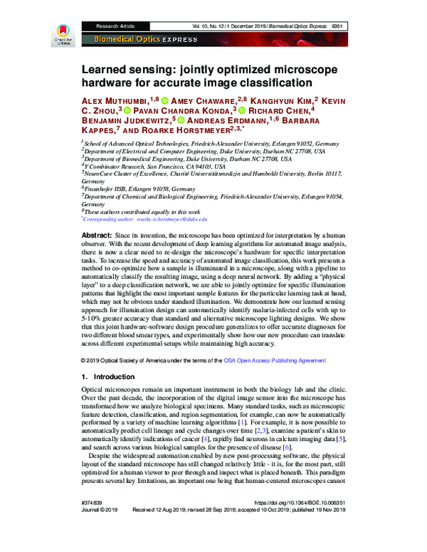 (PDF) Learned sensing: jointly optimized microscope hardware for ...