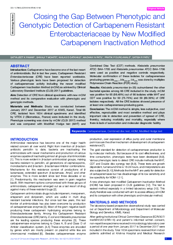 (PDF) Closing the Gap Between Phenotypic and Genotypic Detection of ...