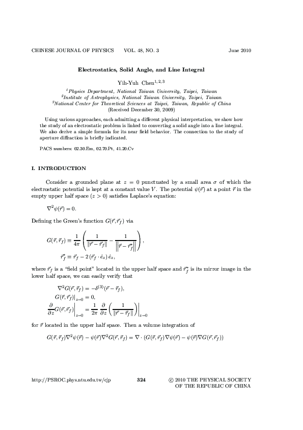 (PDF) Electrostatics, Solid Angle, and Line Integral