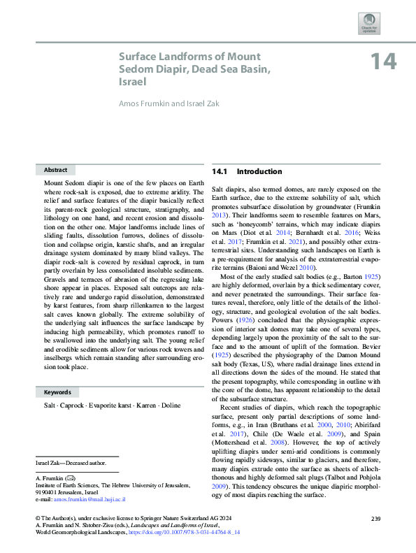 (PDF) Surface Landforms of Mount Sedom Diapir, Dead Sea Basin, Israel