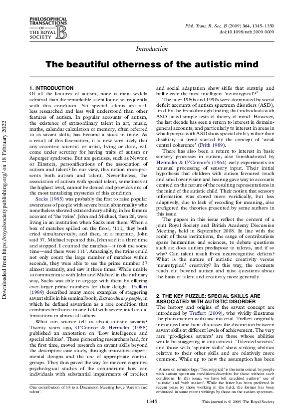 (PDF) The beautiful otherness of the autistic mind