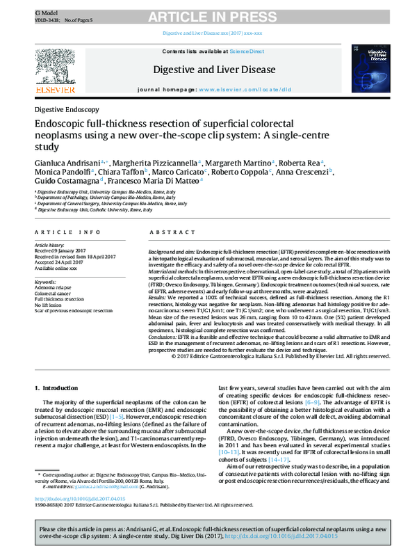 (PDF) Endoscopic full-thickness resection of superficial colorectal ...