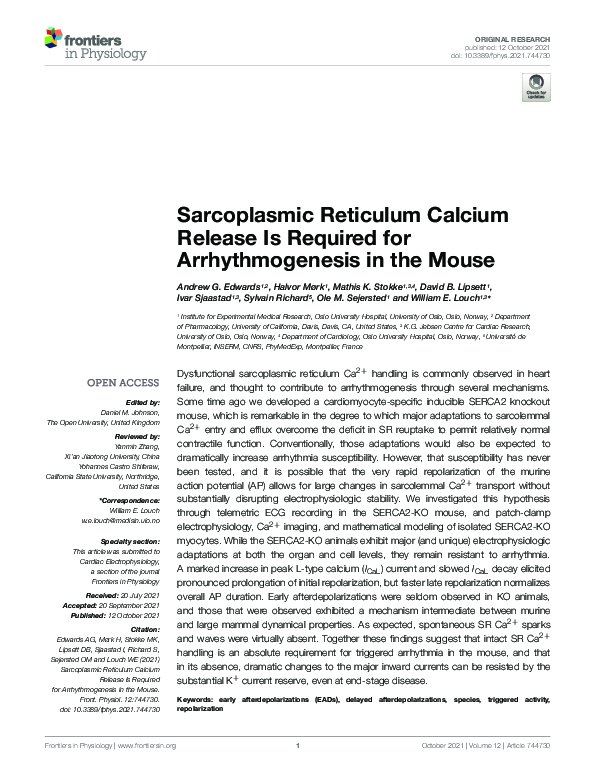 (PDF) Sarcoplasmic Reticulum Calcium Release Is Required for ...