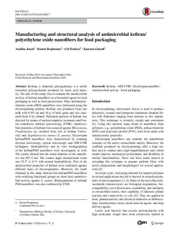 (PDF) Manufacturing and structural analysis of antimicrobial kefiran ...