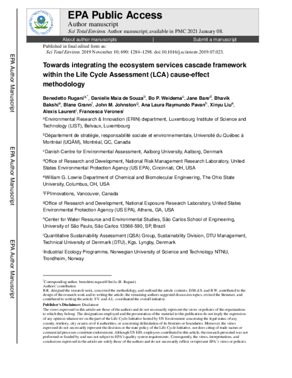 (PDF) Towards integrating the ecosystem services cascade framework ...