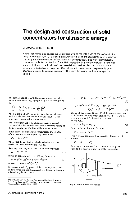 (PDF) The design and construction of solid concentrators for ultrasonic ...