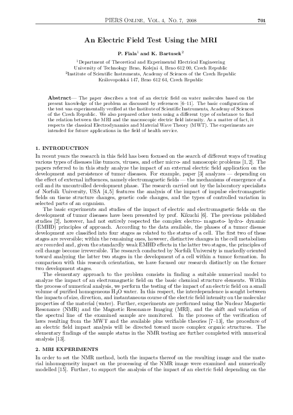 (PDF) An Electric Field Test Using the MRI