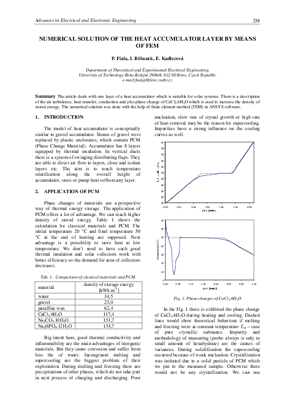 (PDF) Numerical Solution of the Heat Accumulator Layer by Means of FEM