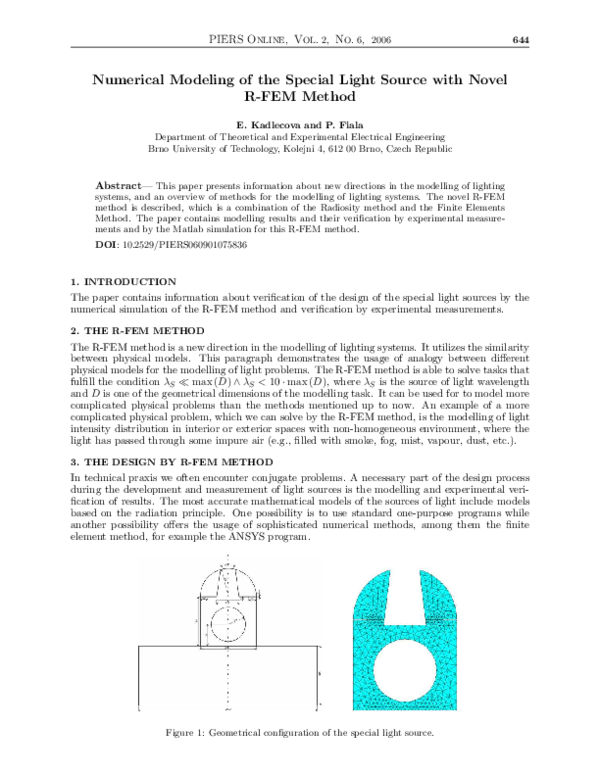 (PDF) Numerical Modeling of the Special Light Source with Novel R-FEM ...