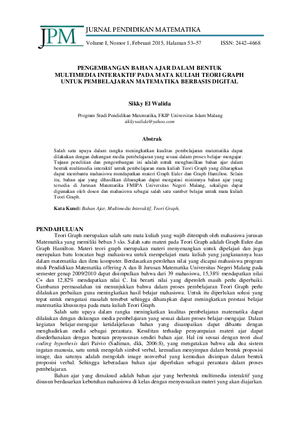 (PDF) Pengembangan Bahan Ajar Dalam Bentuk Multimedia Interaktif Pada Mata Kuliah Teori Graph ...