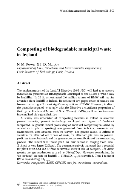 (PDF) Composting of biodegradable municipal waste in Ireland