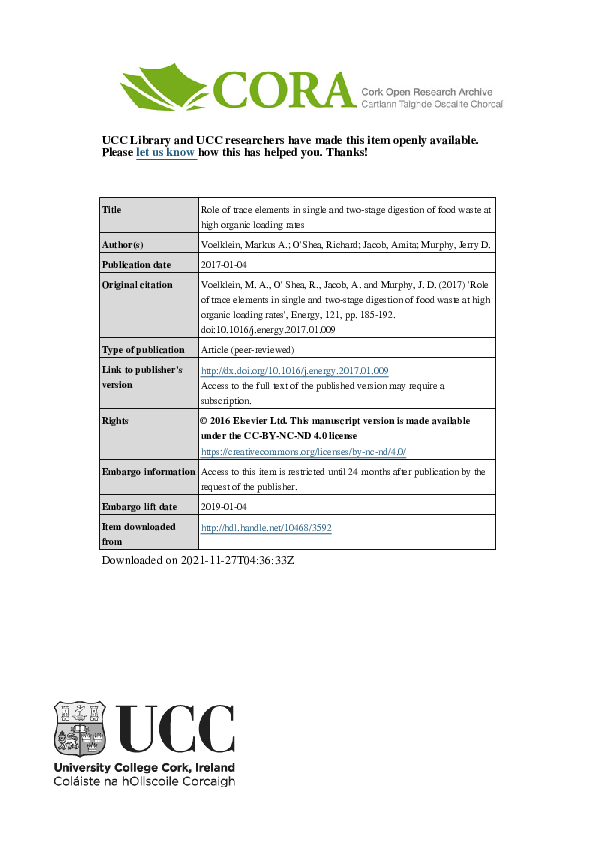 (PDF) Role of trace elements in single and two-stage digestion of food ...