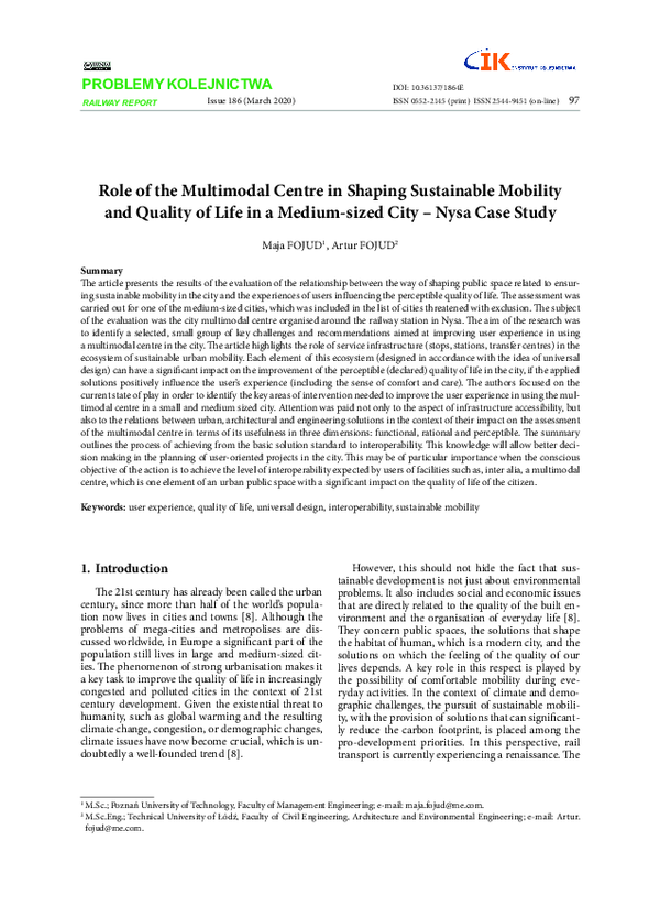 (PDF) Role of the Multimodal Centre in Shaping Sustainable Mobility and ...