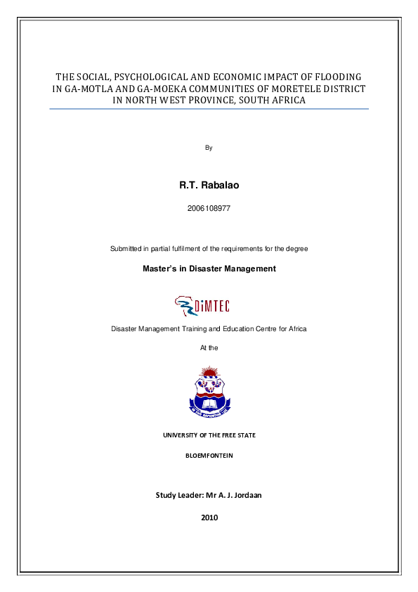 (PDF) The Social, Psychological and Economic Impact of Flooding in Ga ...