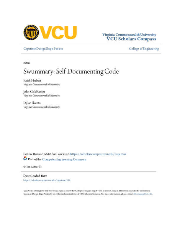 Pdf Swummary Self Documenting Code
