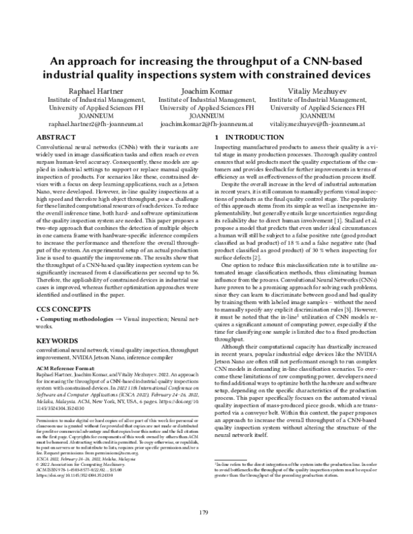 (PDF) An approach for increasing the throughput of a CNN-based industrial quality inspections ...