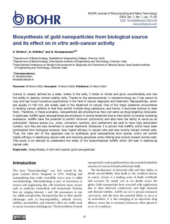 (PDF) Biosynthesis of gold nanoparticles from biological source and its ...