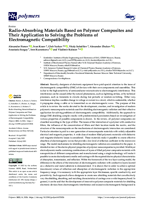 (PDF) Radio-Absorbing Materials Based on Polymer Composites and Their ...