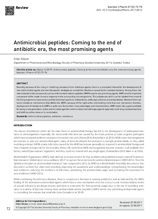 (PDF) Antimicrobial peptides: Coming to the end of antibiotic era, the most promising agents