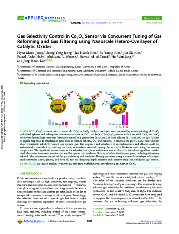 (PDF) Gas Selectivity Control in Co 3 O 4 Sensor via Concurrent Tuning ...