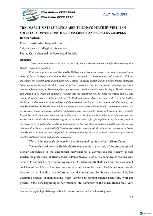 (PDF) TRAUMA ULTIMATELY BRINGS ABOUT HEDDA’S DEATH BY VIERTUE OF ...