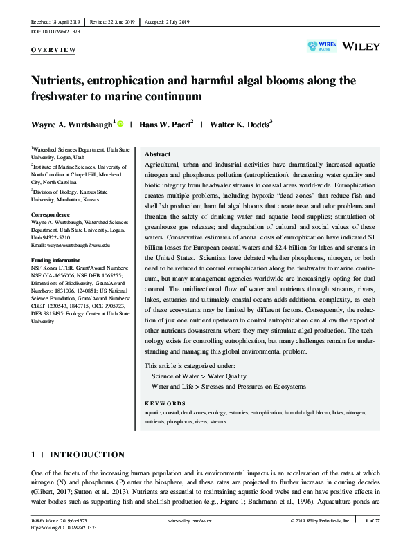 (PDF) Nutrients, eutrophication and harmful algal blooms along the ...