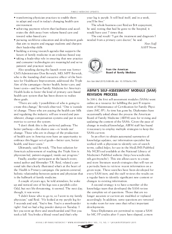 (PDF) Abfm'S self-assessment module (sam) revision process