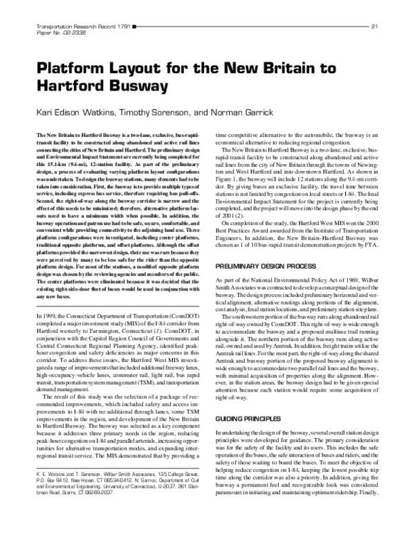 (PDF) Platform Layout for the New Britain to Hartford Busway