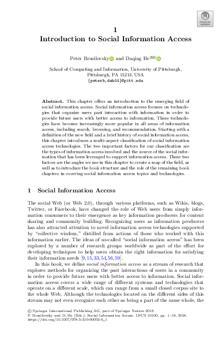 (PDF) Introduction to Social Information Access