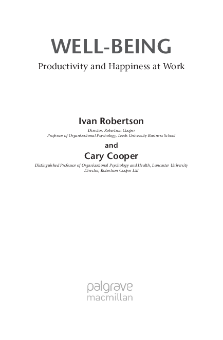 (PDF) Well-being: productivity and happiness at work