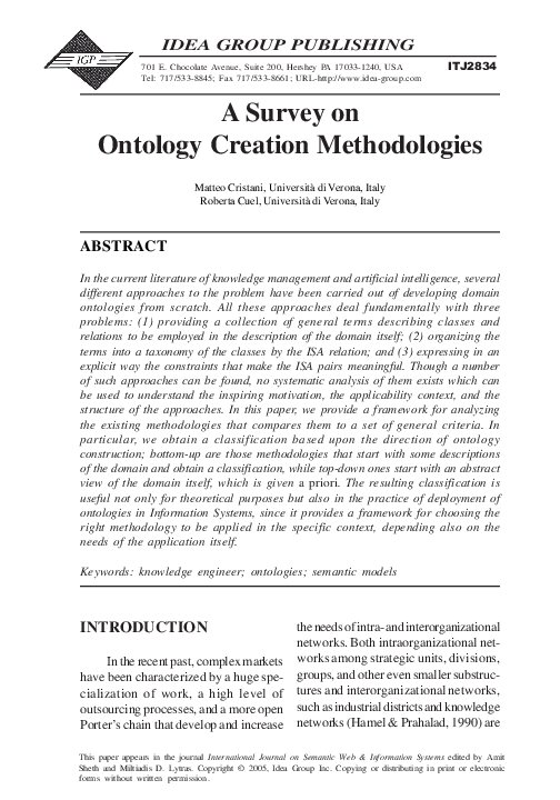 (PDF) A Survey on Ontology Creation Methodologies
